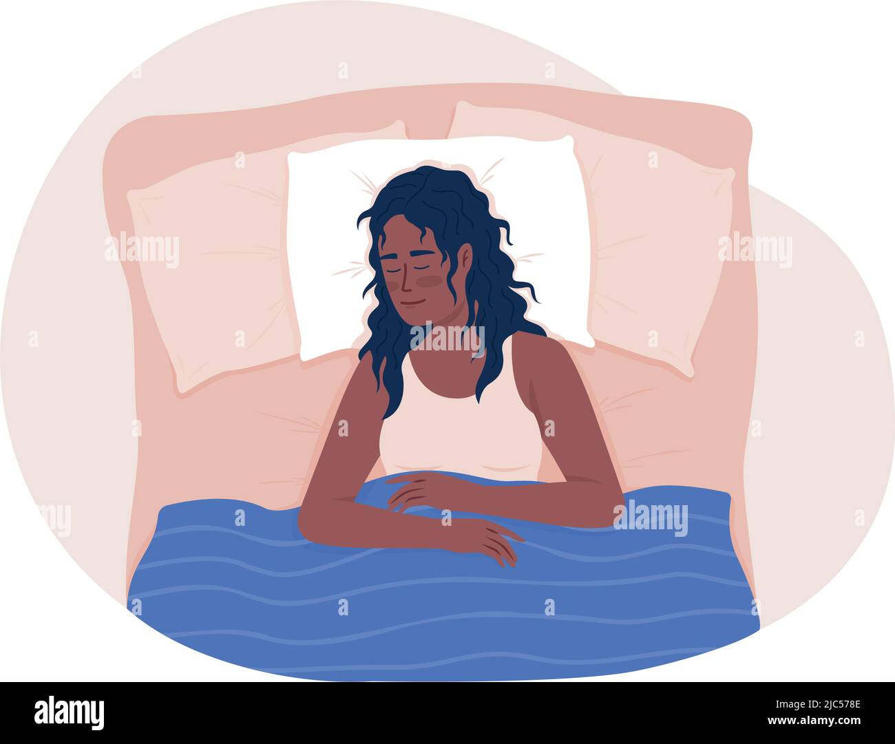 Comfortable sleeping on back 2D vector isolated illustration Stock ...