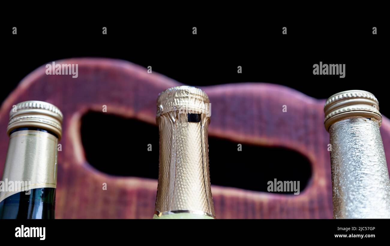 Wine bottle tops. Upper part of wine bottle. Corks and plugs Stock ...