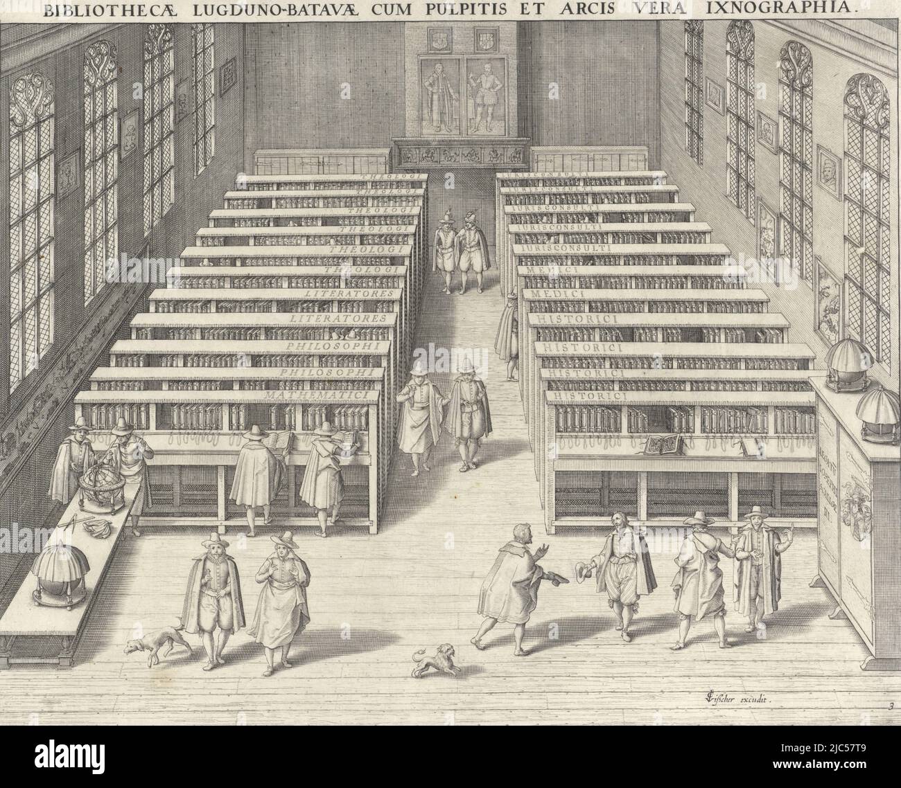 Library of the University of Leiden. Interior showing the cabinets with ...