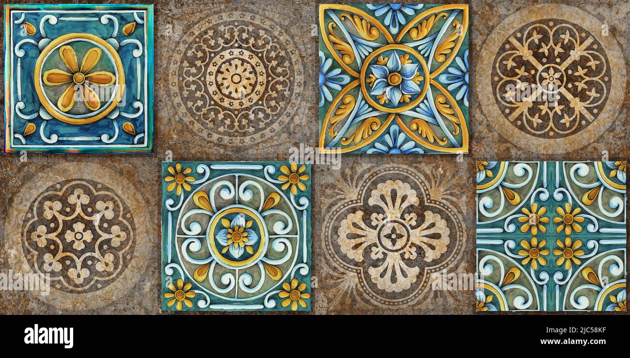 Rustic wall tile design damask pattern for decoration, moroccan design ...