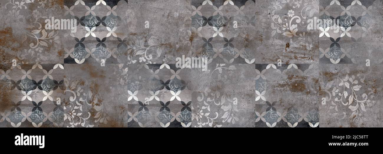 Rustic wall tile design damask pattern for decoration Stock Photo - Alamy