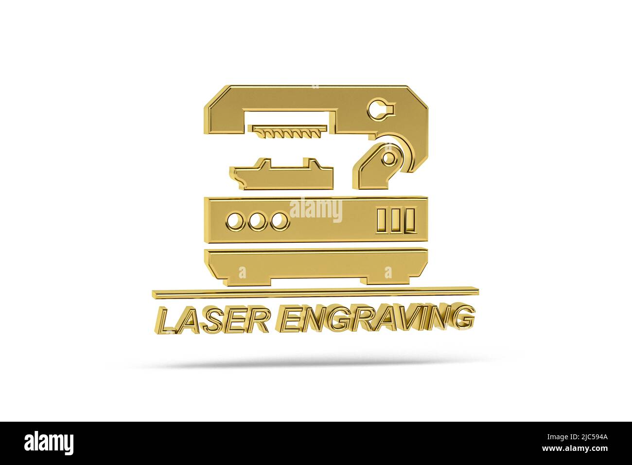 Golden 3d engraving icon isolated on white background - 3d render Stock ...