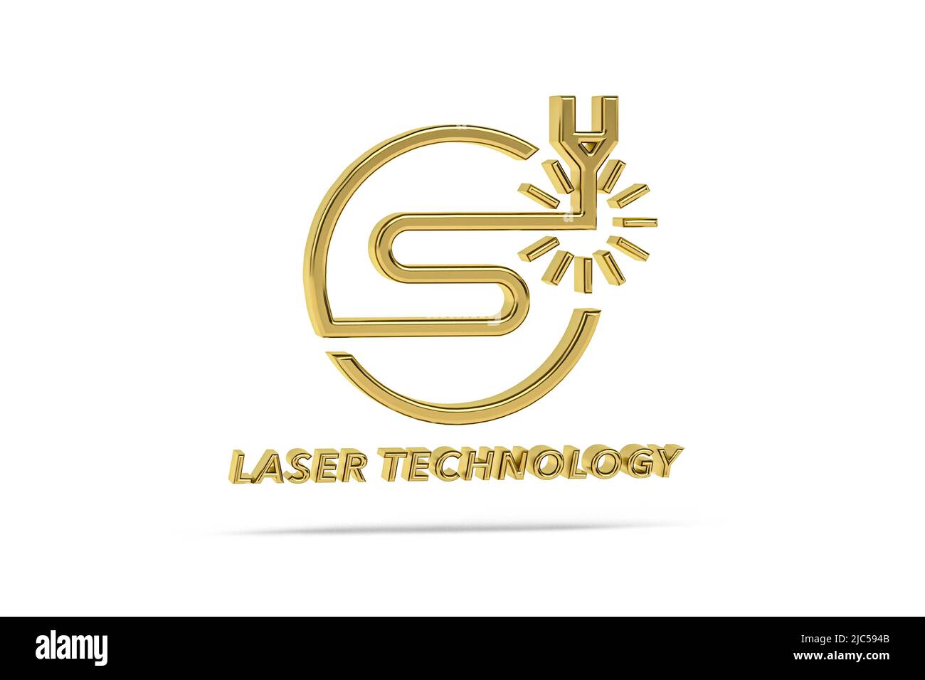 Golden 3d engraving icon isolated on white background - 3d render Stock ...
