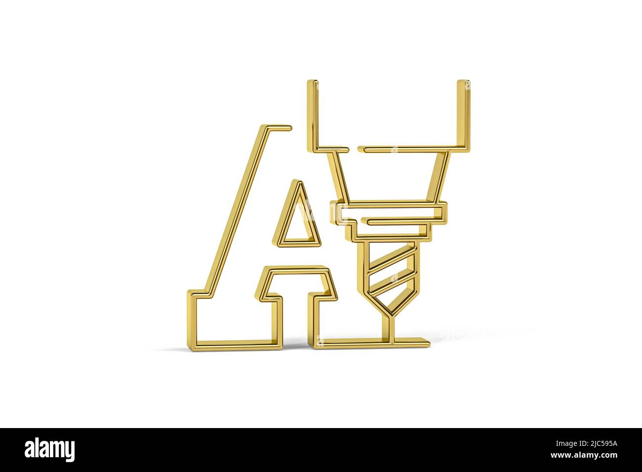 Golden 3d engraving icon isolated on white background - 3d render Stock ...