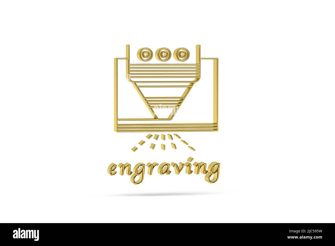Golden 3d engraving icon isolated on white background - 3d render Stock ...