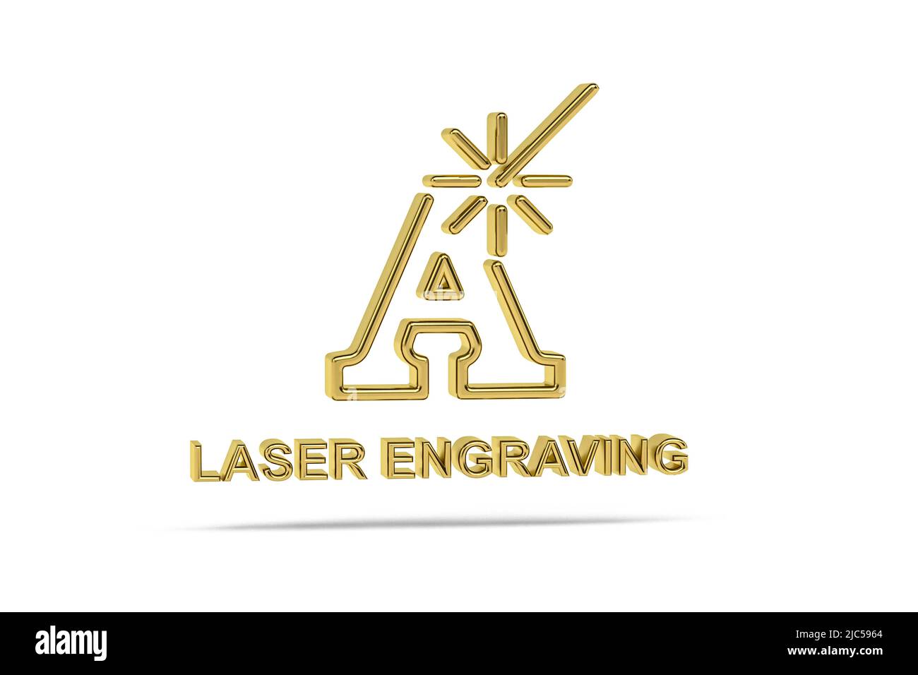 Golden 3d engraving icon isolated on white background - 3d render Stock ...