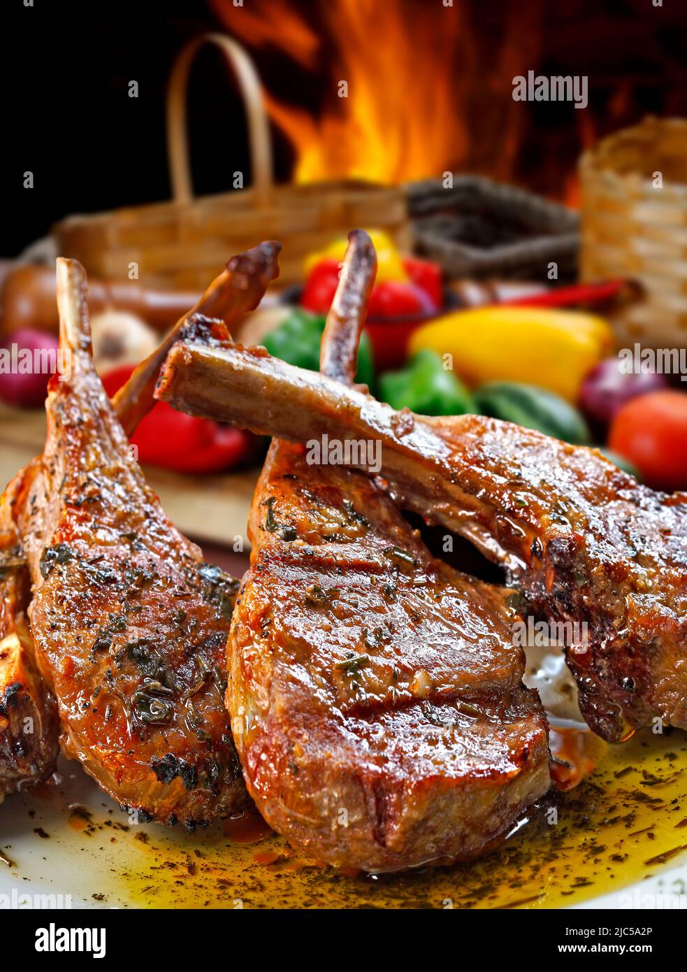 Lamb meat ribs grilled over hi-res stock photography and images - Alamy