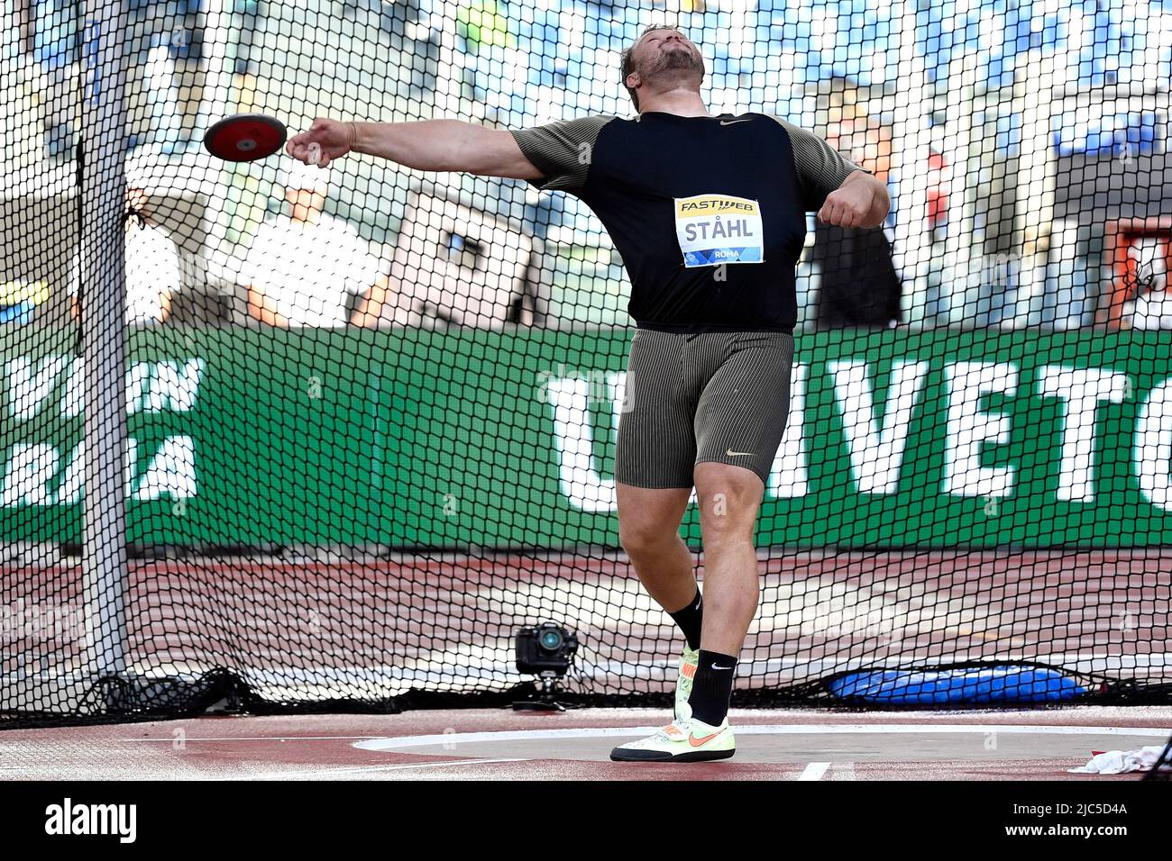 Daniel Stahl of Sweden competes in the Discus Throw men at the IAAF ...