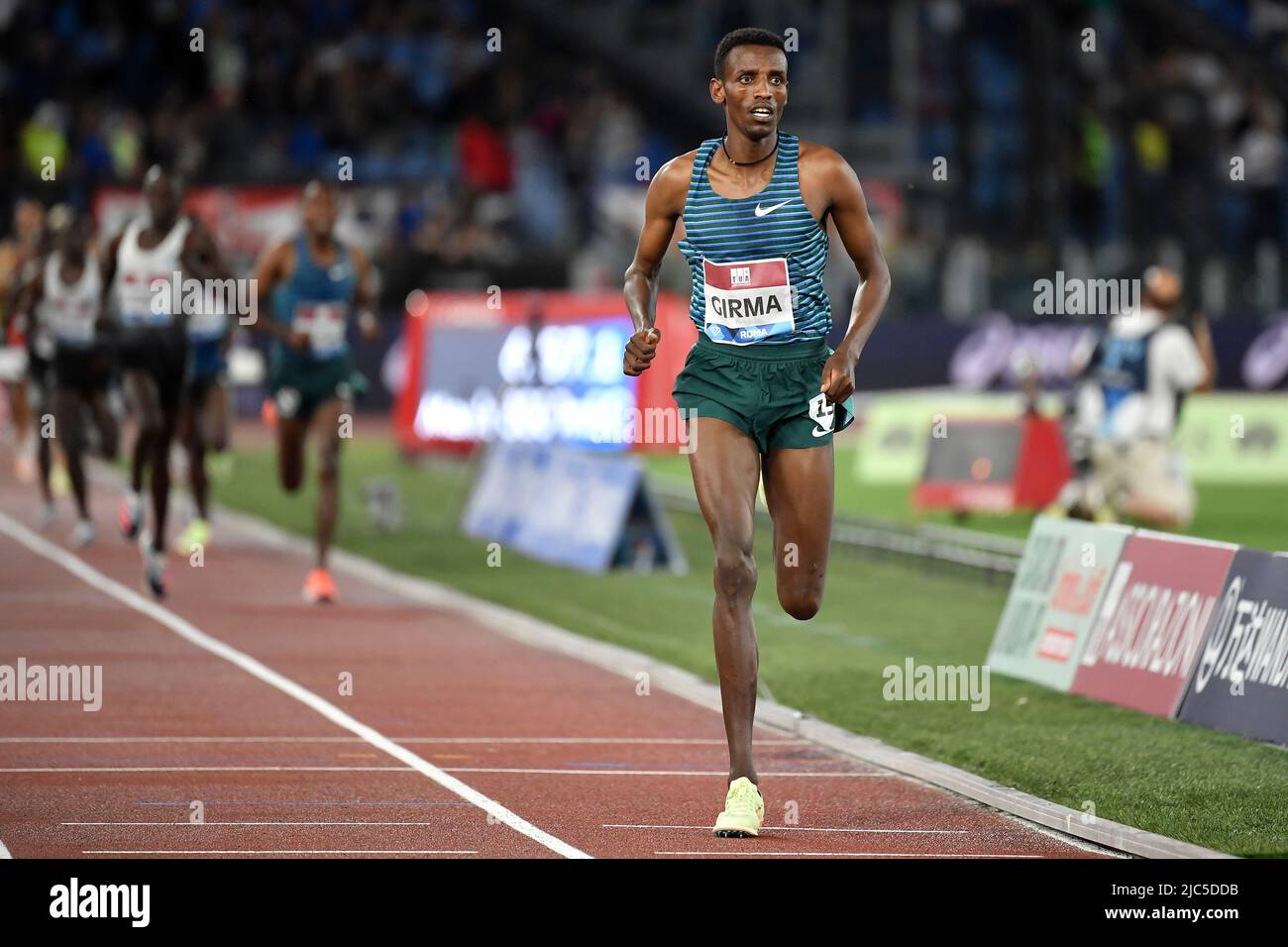 Lamecha Girma of Ethiopia competes in the 3000m steeplechase men during ...
