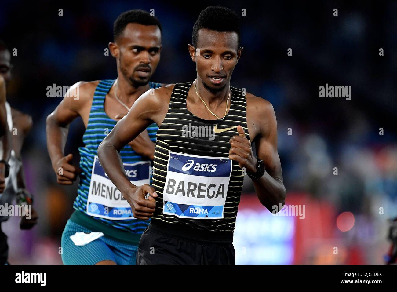 Selemon Barega of Ethiopia competes in the 5000m during the IAAF ...