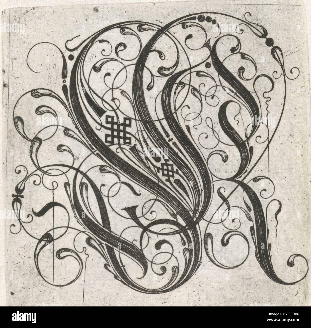 From series of 24 gothic letters with braid: A-I, K-T and V-Z., Letter K Alphabet (series title ...