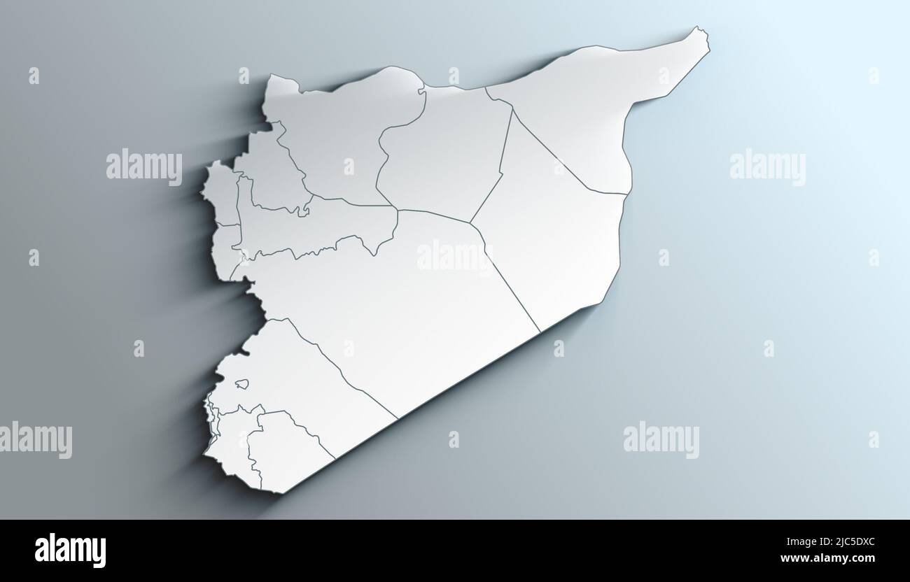 Country Political Geographical Map of Syria with Governorates with ...