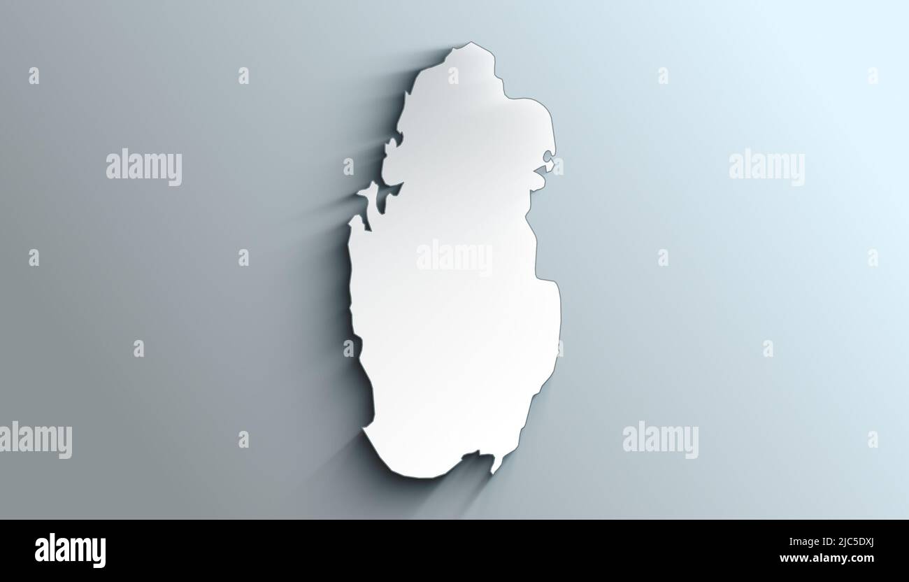 Country Political Geographical Map of Qatar with Shadows Stock Photo ...