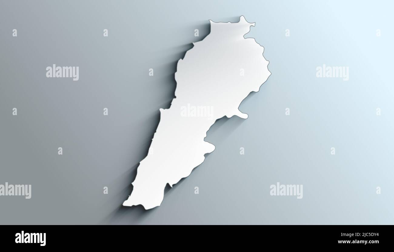 Country Political Geographical Map of Lebanon with Shadows Stock Photo ...