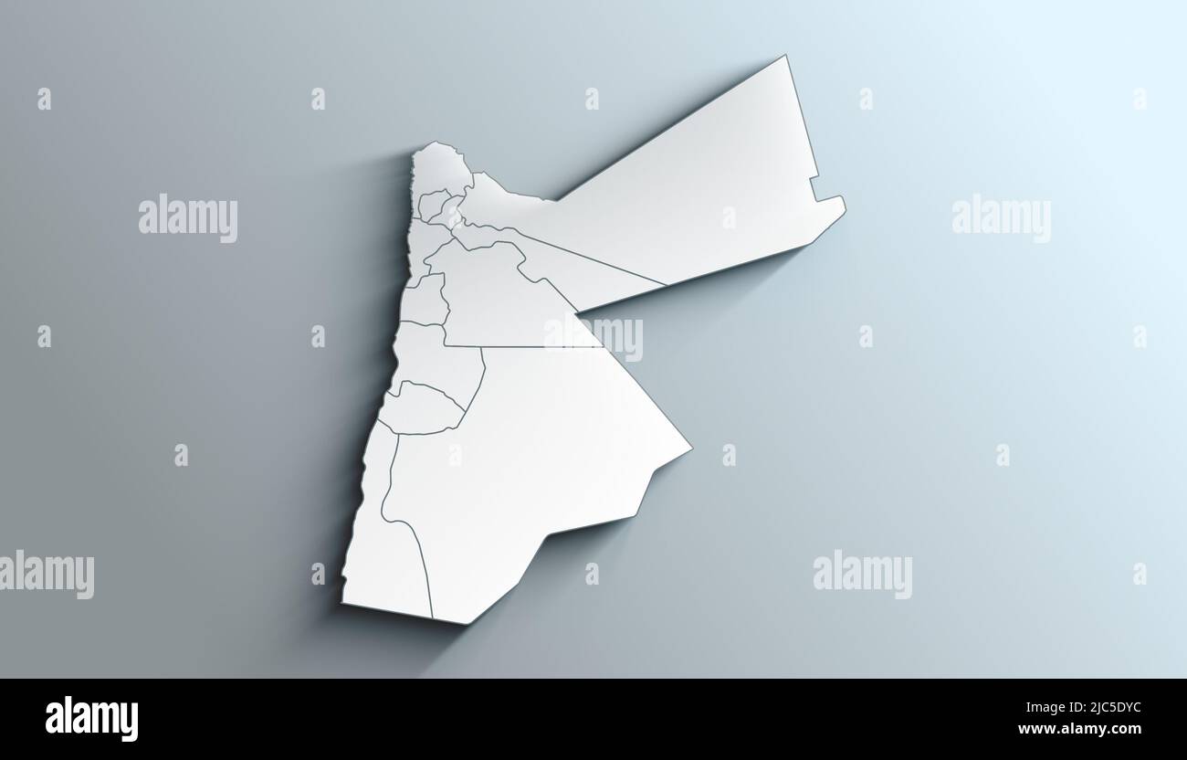 Country Political Geographical Map of Jordan with Governorates with ...