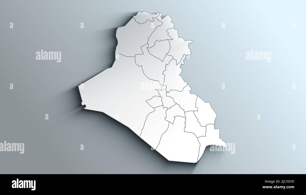 Country Political Geographical Map of Iraq with Governorates with ...