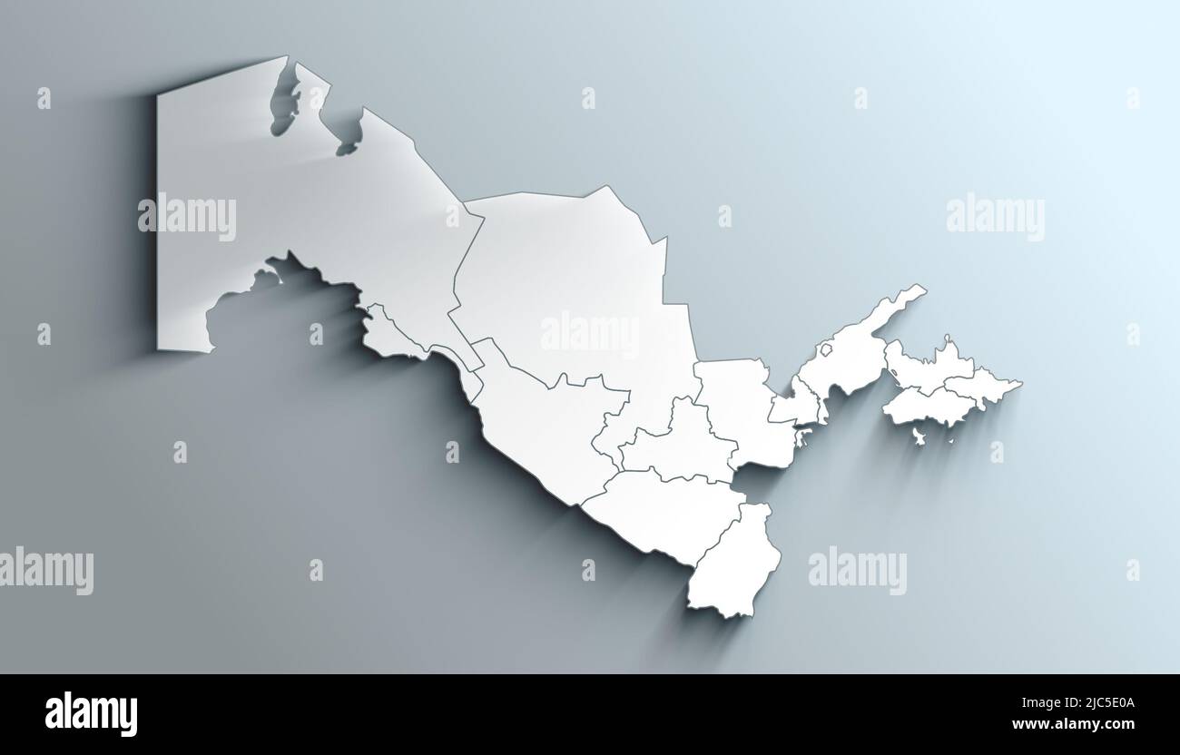 Country Political Geographical Map of Uzbekistan with Regions with ...