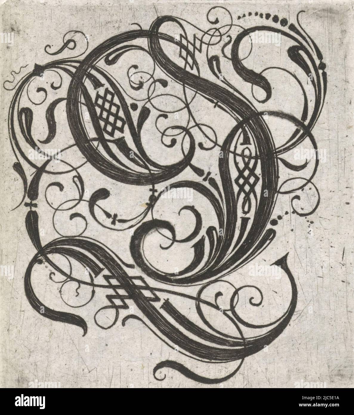 From series of 24 gothic letters with braid: A-I, K-T and V-Z., Letter Q Alphabet (series title ...