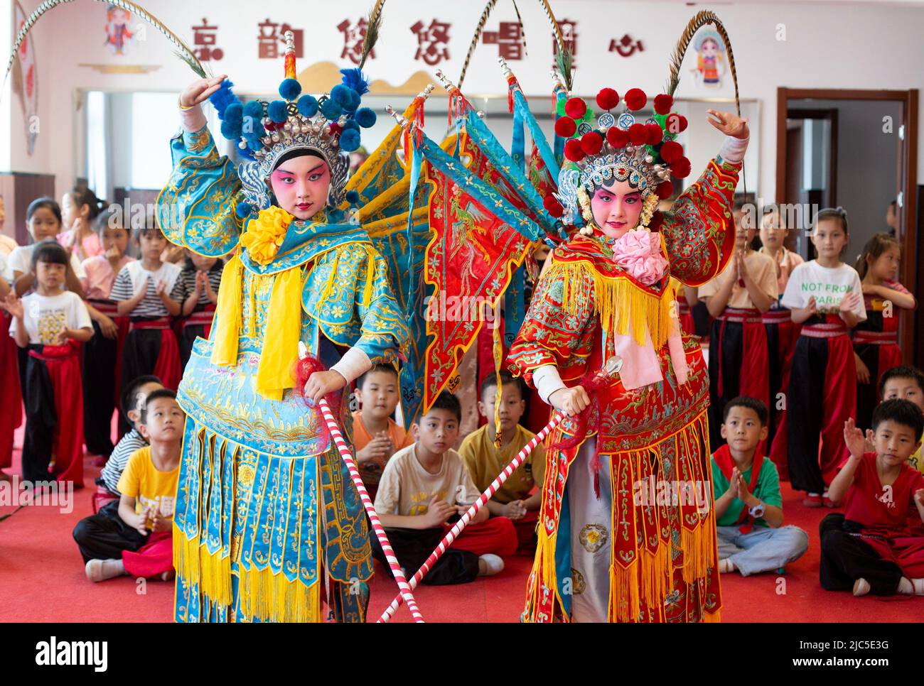 HAIAN, CHINA - JUNE 10, 2022 - Children of a Peking Opera club practice ...