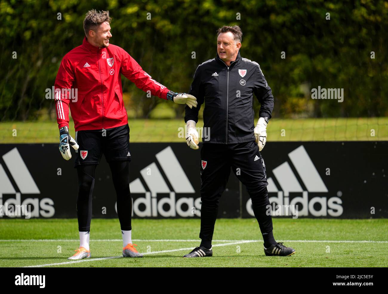 Wales goalkeeper Wayne Hennessey (left) and goalkeeping coach Tony ...
