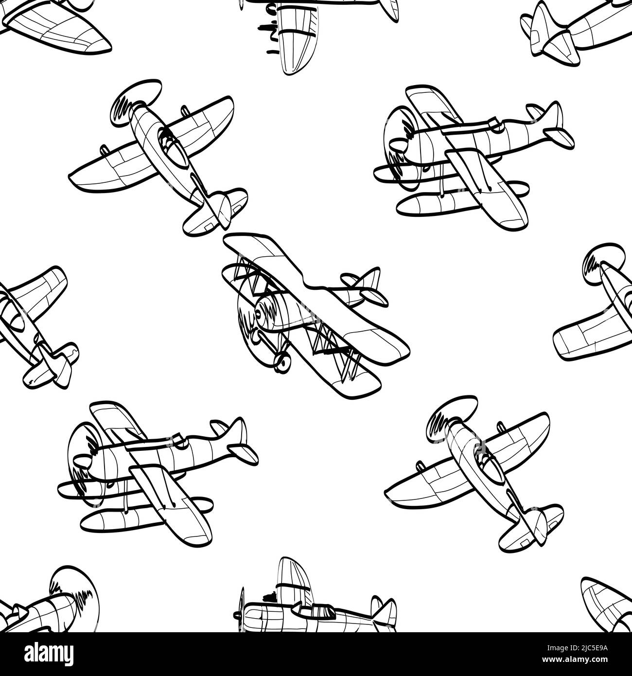 Vector seamless pattern with aircraft. Kids seamless pattern with ...