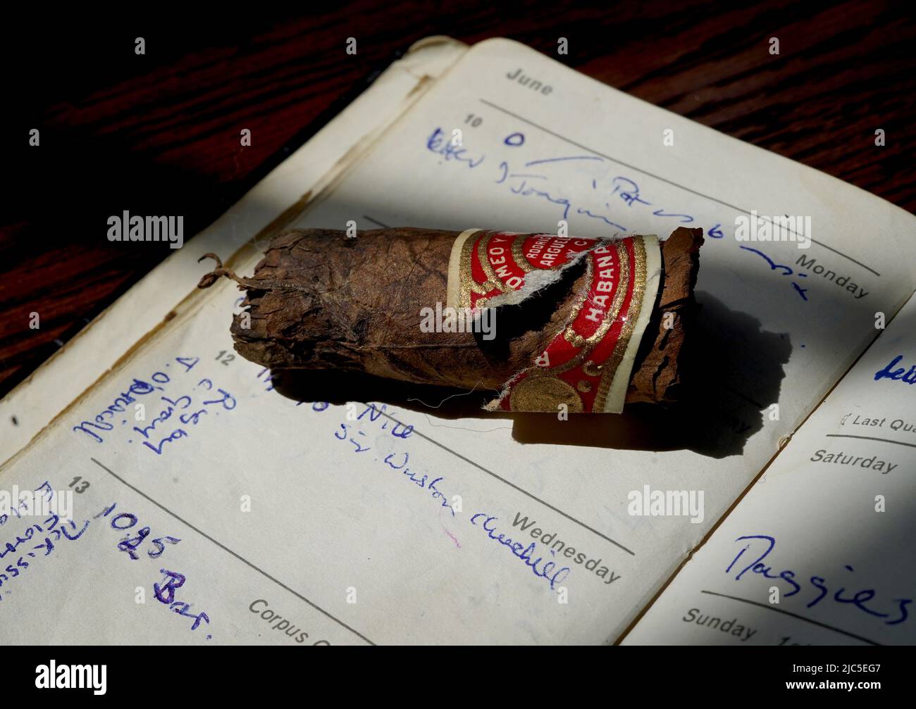 A view of cigar stub smoked by Sir Winston Churchill which is due to be ...