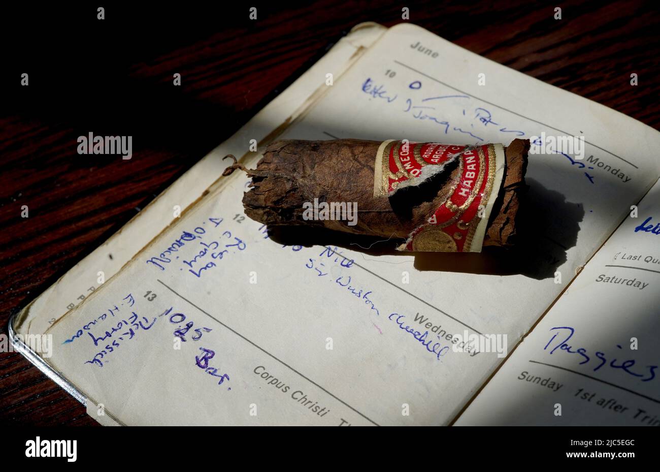 A view of cigar stub smoked by Sir Winston Churchill which is due to be ...