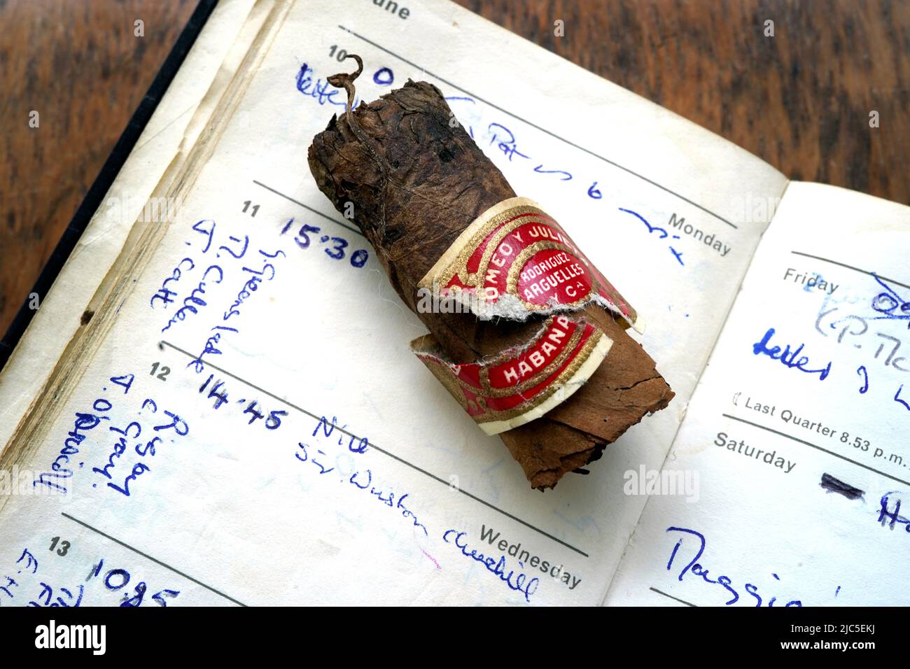 A view of cigar stub smoked by Sir Winston Churchill which is due to be ...