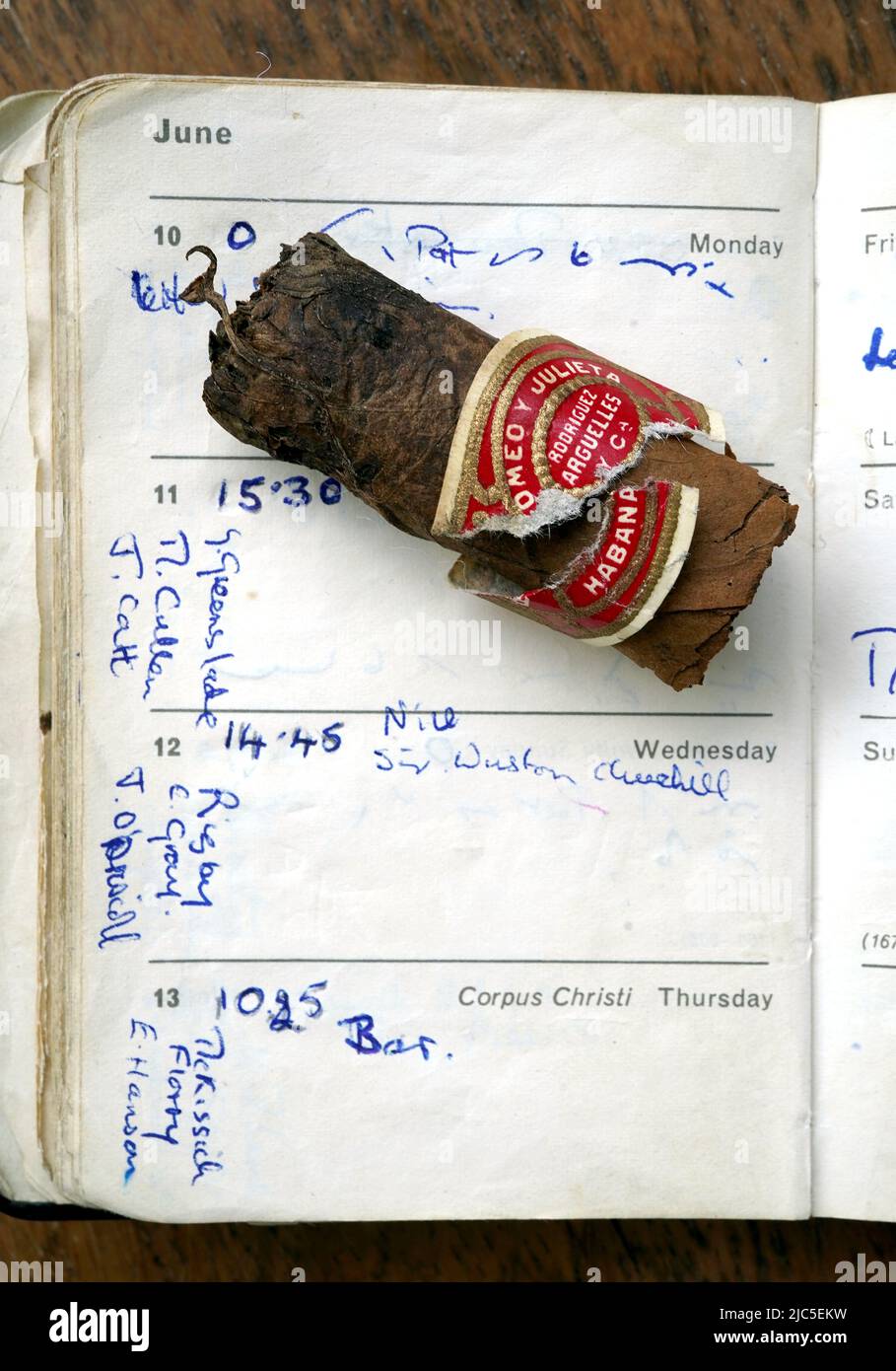 A view of cigar stub smoked by Sir Winston Churchill which is due to be ...