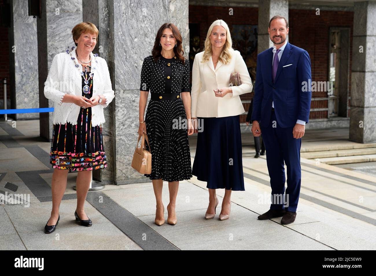Oslo 20220610.(L-R) Mayor of Oslo, Marianne Borgen, Crown Princess Mary of Denmark, Crown ...