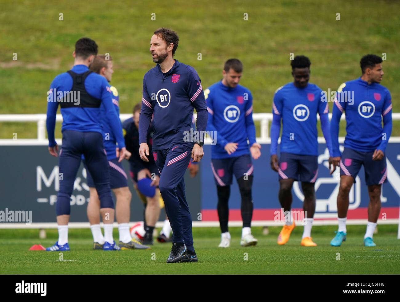 England's manager Gareth Southgate during a training session at St ...