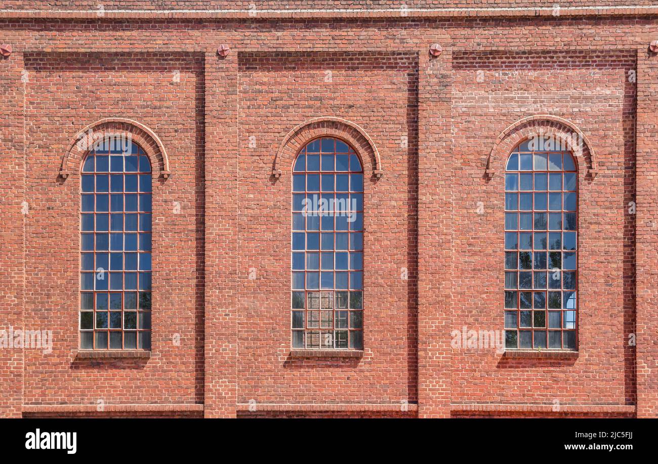 Classic factory windows of a building in Zollverein in Essen, Germany ...