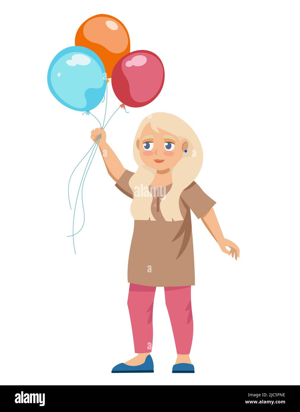 Girl holding balloons. Character in cartoon style Stock Vector Image ...
