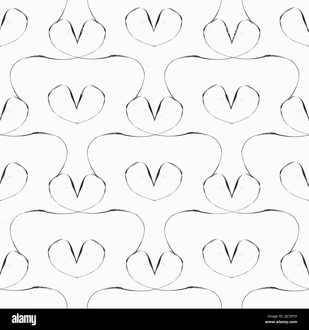Abstract heart rhythm seamless vector pattern. Brush stroke fine ...