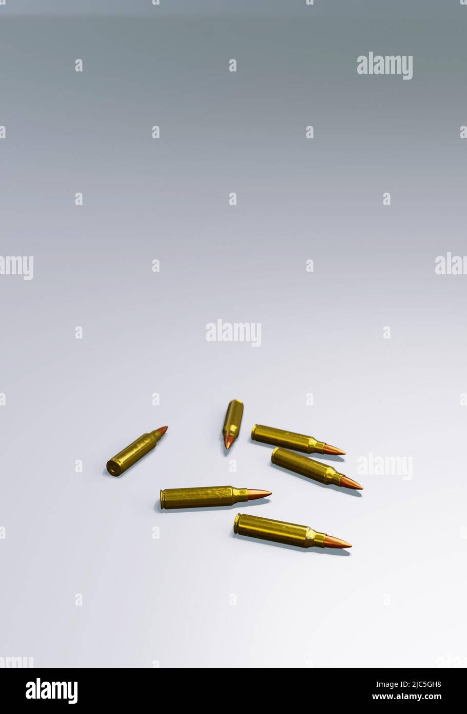 3d render of close up of rifle bullets for gun weapon concept Stock ...