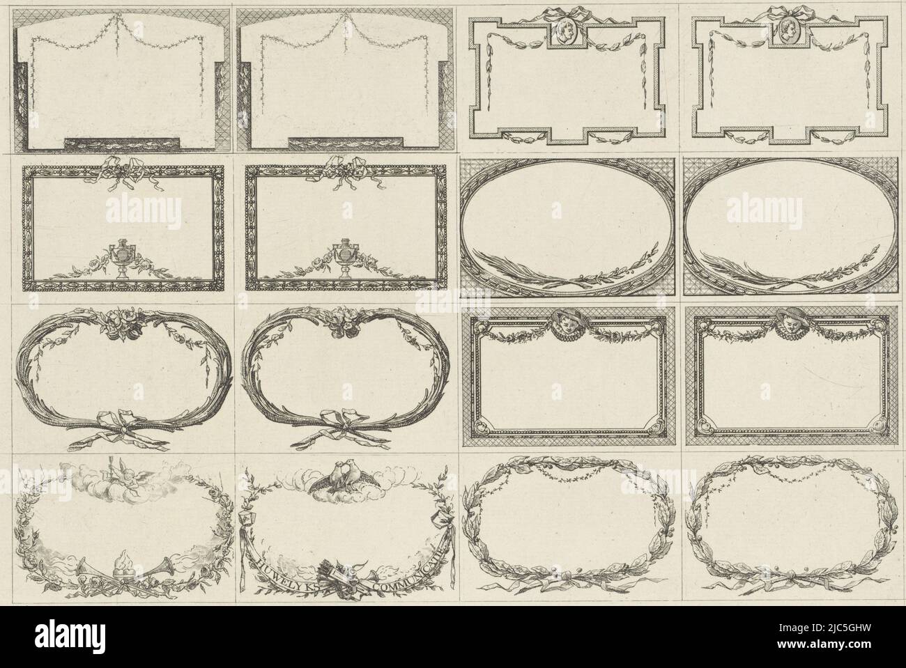 Sheet with sixteen different cartouches, print maker: Jacob ...
