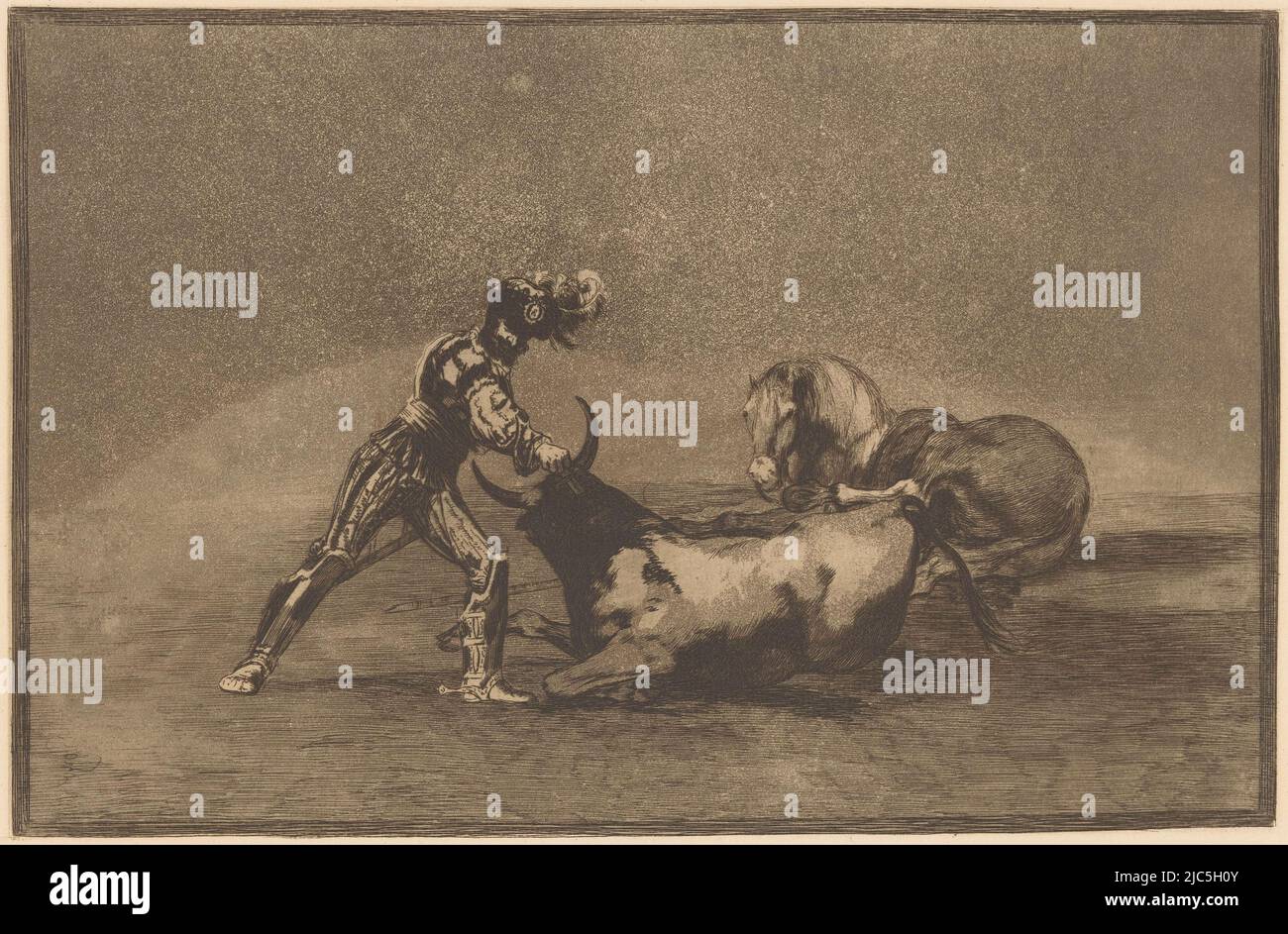 Toro despues de haber perdido el caballo bullfighting hi-res stock ...