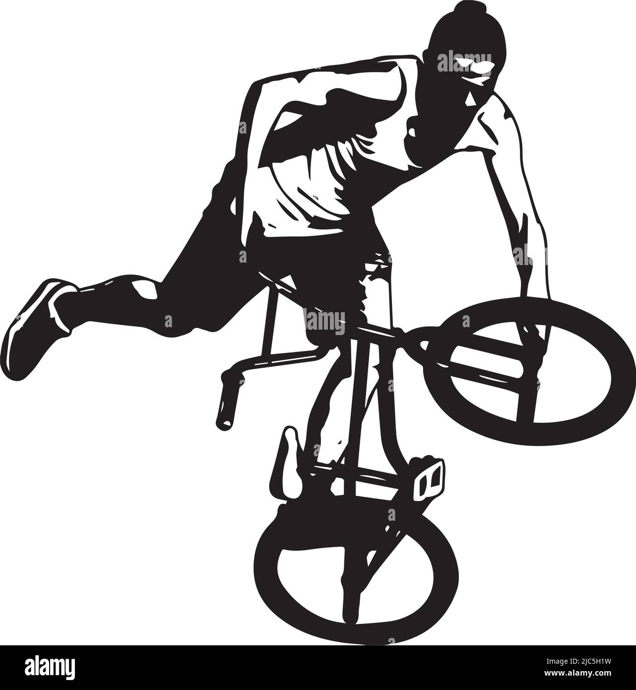 bmx bicyclist performing stunt tricks - sketch vector artwork Stock ...
