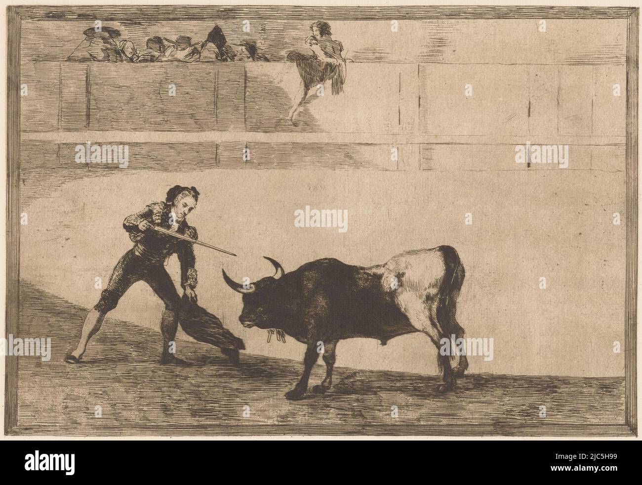 The bullfighter (torero) Pedro Romera Martínez in the arena, standing ...
