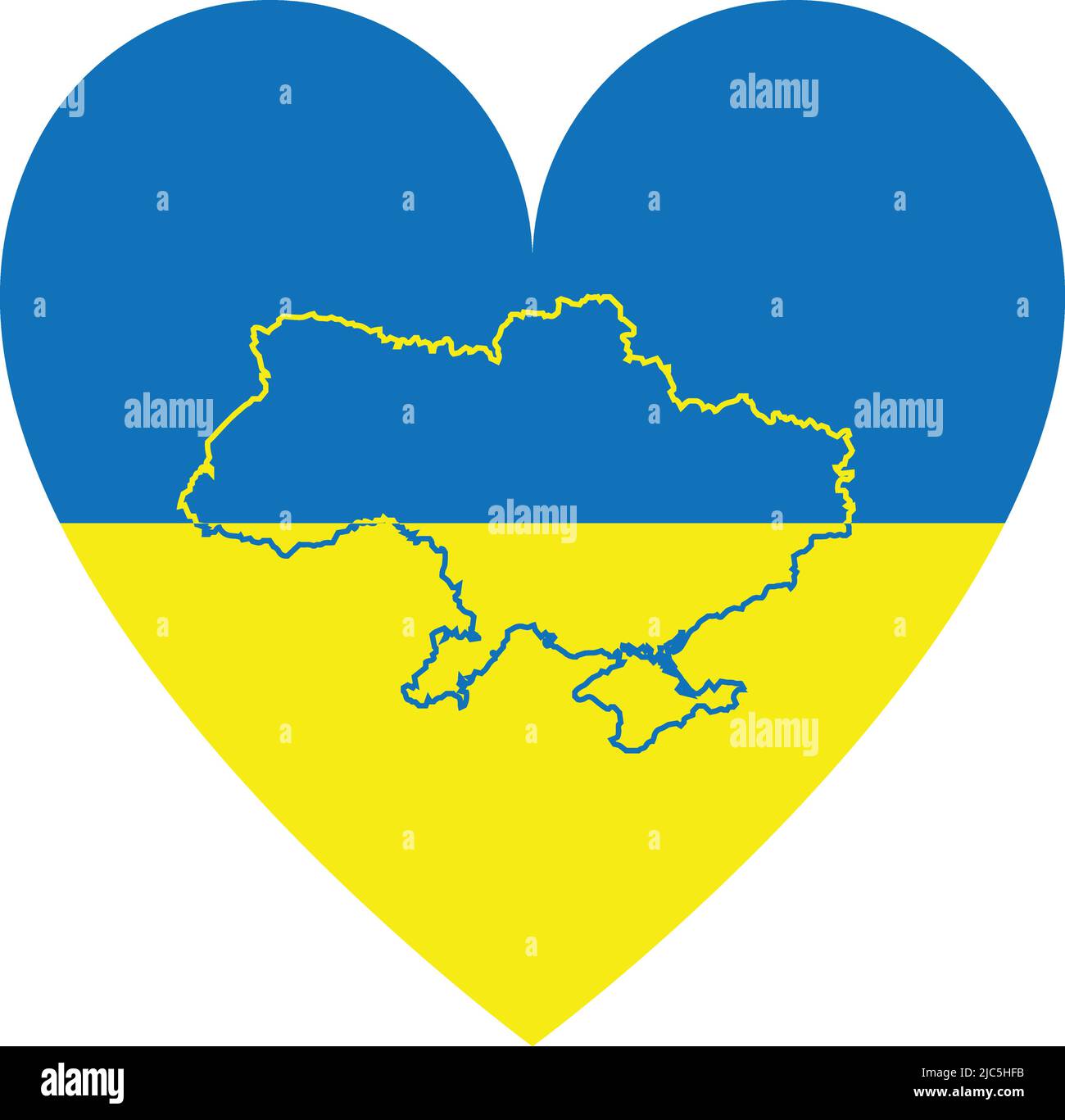 heart shaped flag of ukraine and inside map of ukraine. Vector ...