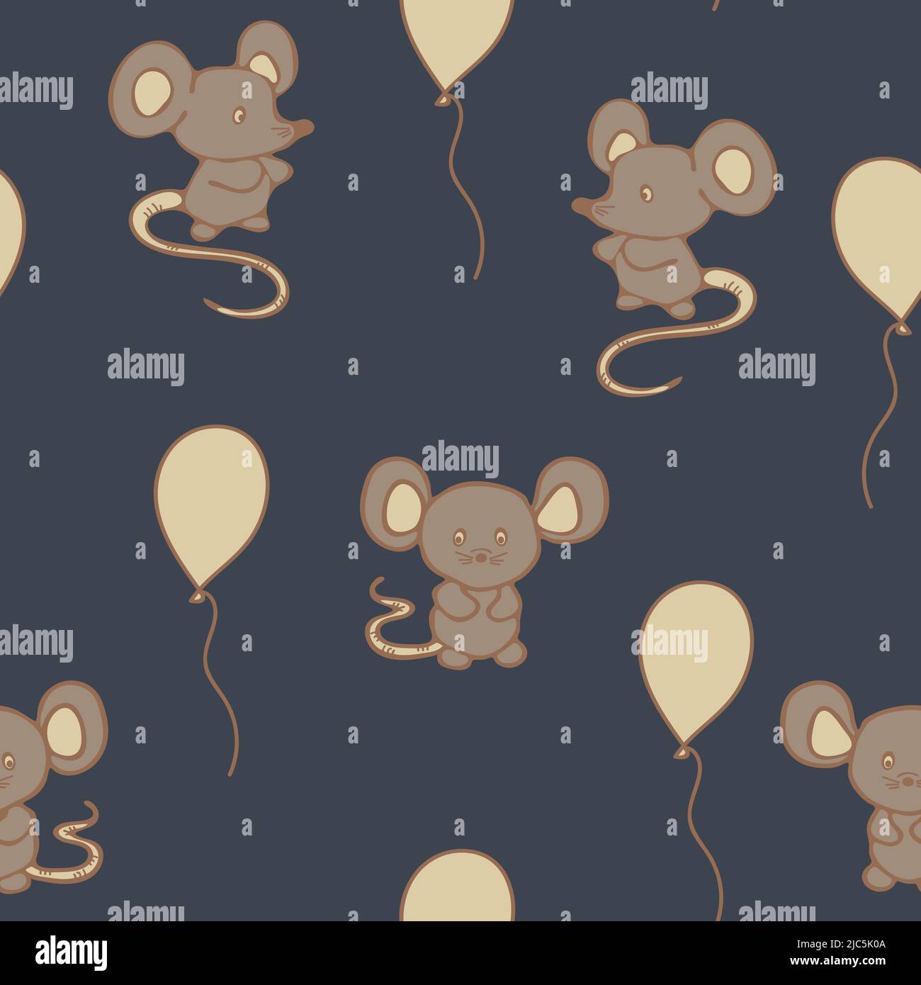 Seamless repeat vector pattern with mouse and balloons on dark blue ...