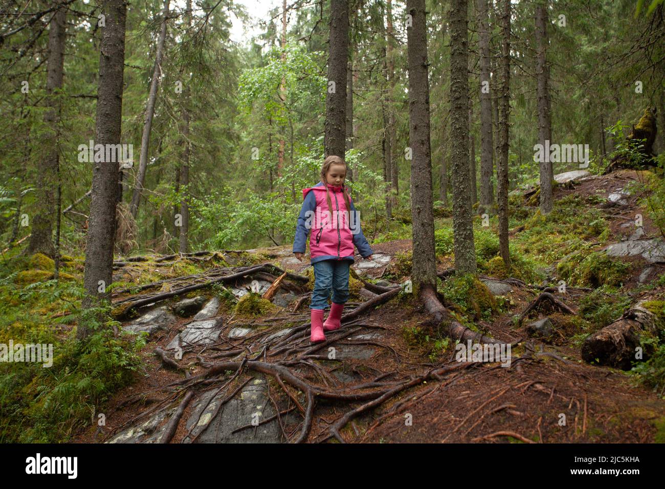 Little girl scout during hiking in autumn forest Stock Photo - Alamy