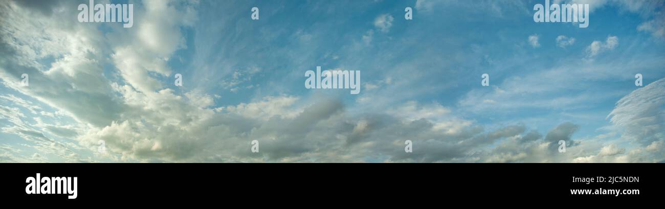 Air panorama of blue ozone sky with clouds, scene background Stock ...
