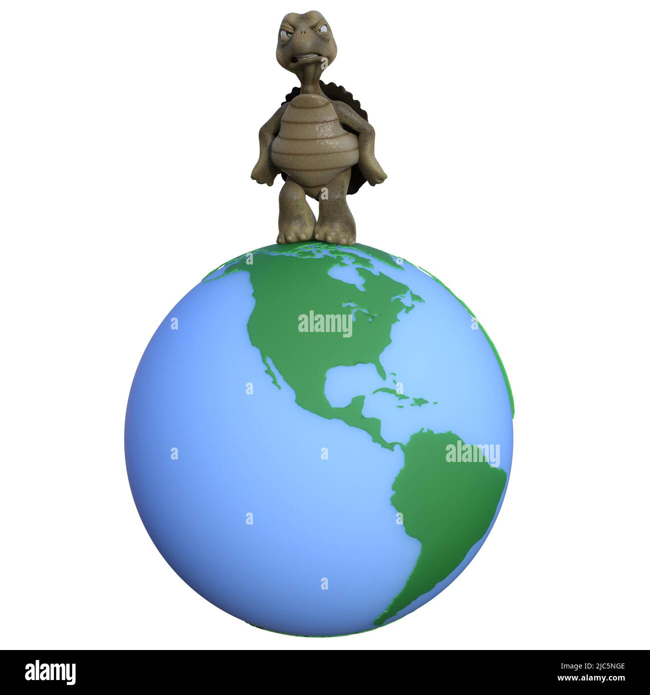 3D-illustration of a cute and funny cartoon tortoise standing fpr ...