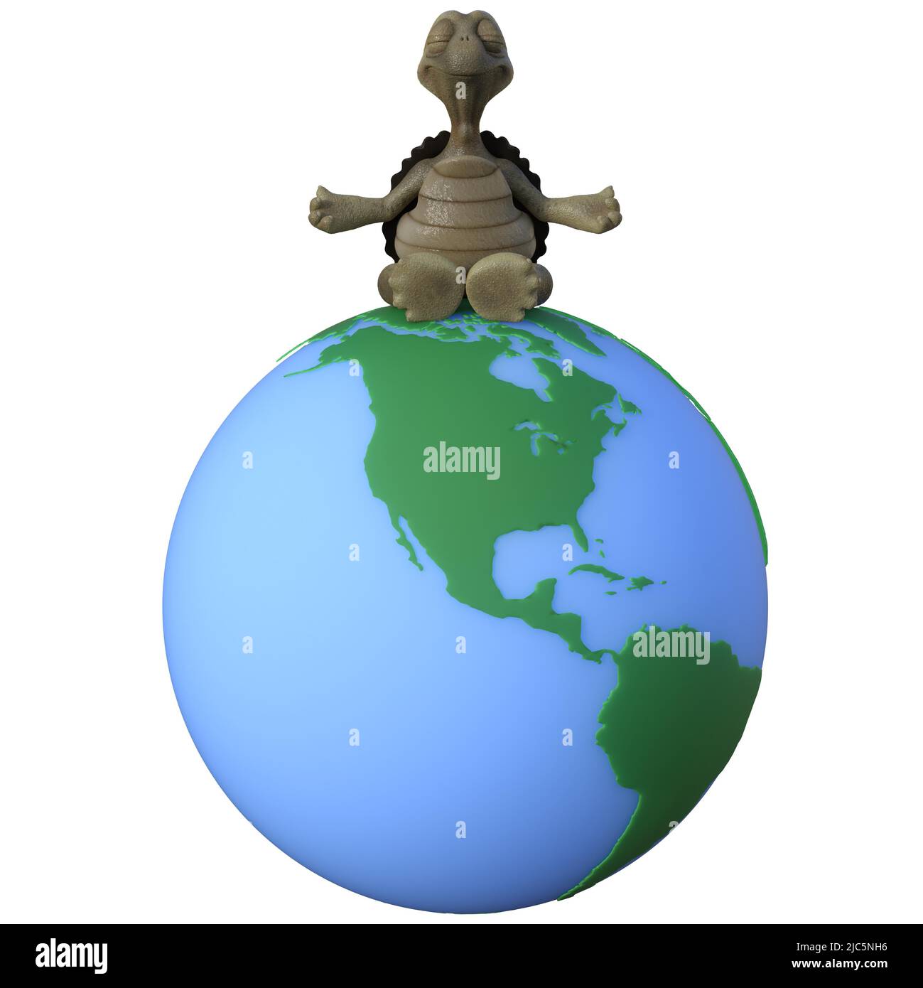 3D-illustration of a cute and funny cartoon tortoise standing fpr ...