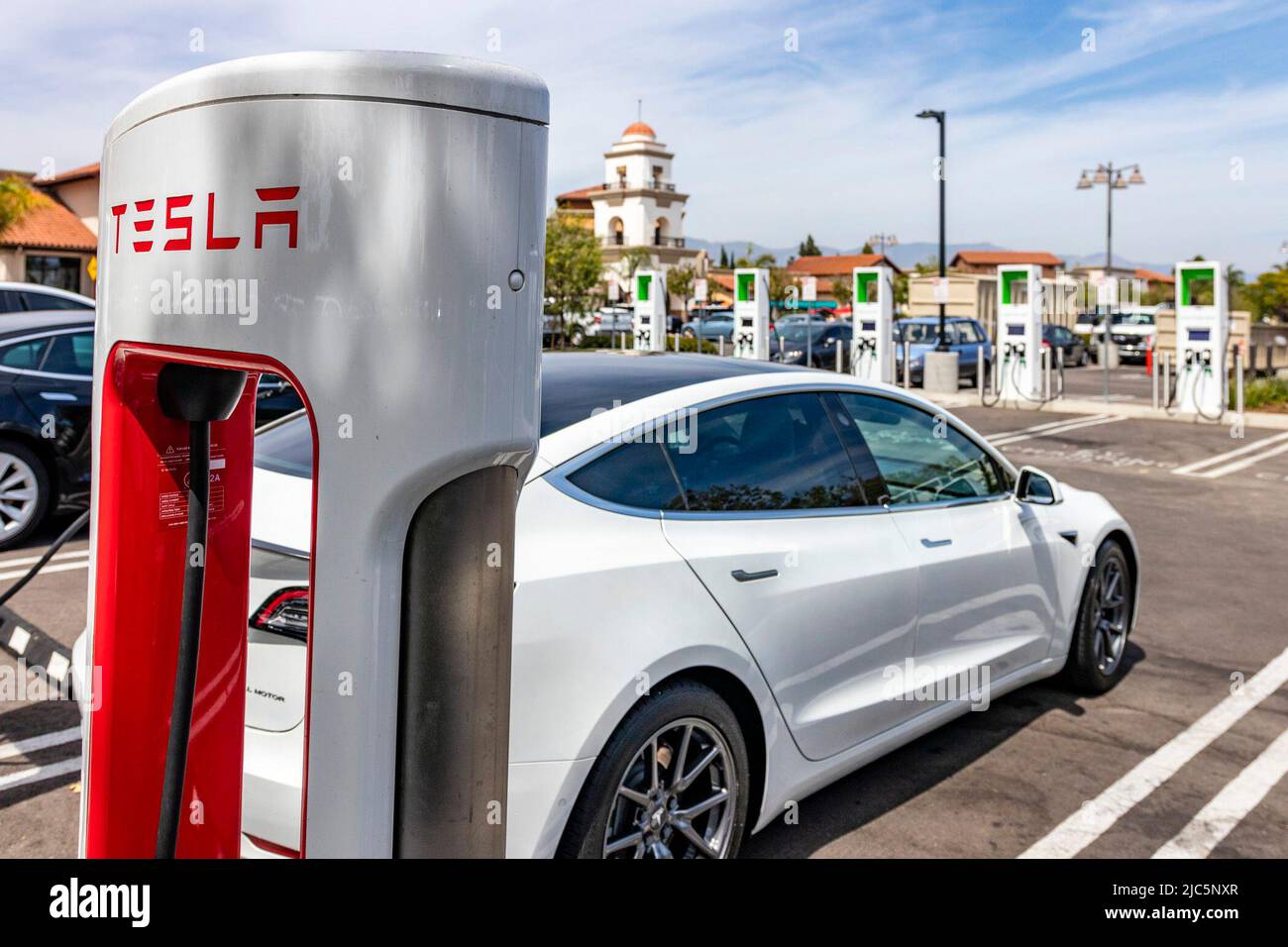 Tesla Supercharger Station and Electrify America Fast Charging Station ...