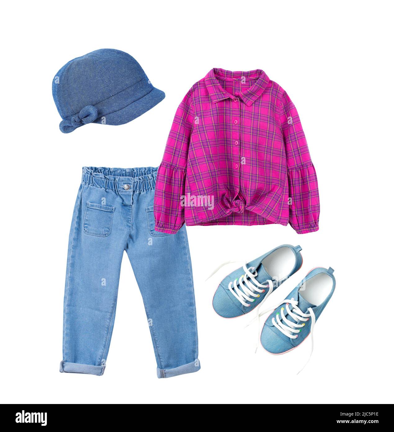 Child's clothes set isolated on white.Kid's wear.Little girl's fashion ...