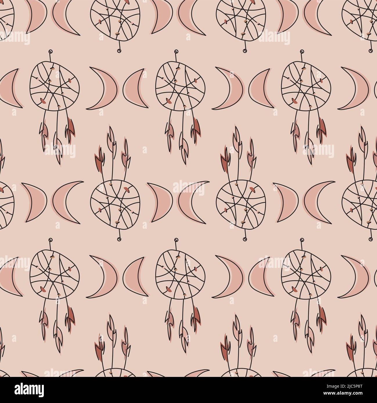 Seamless pattern design with bohemian elements and abstract shapes ...