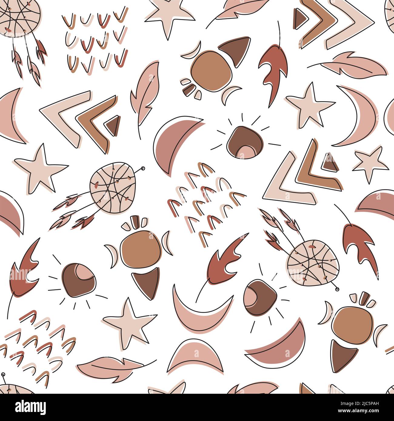 Seamless pattern design with bohemian elements and abstract shapes ...