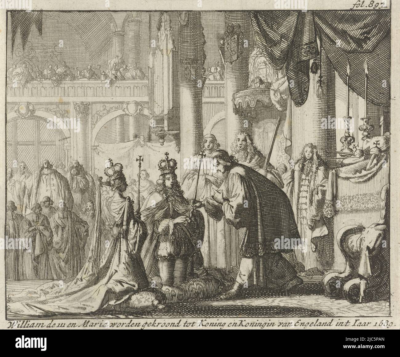 The coronation of William III and Mary II Stuart as King and Queen of ...